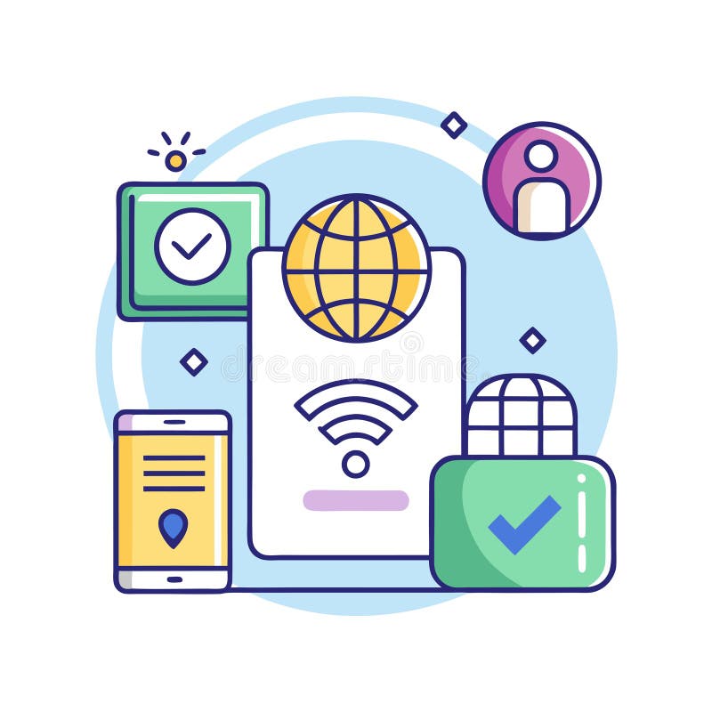 Secure Global Connection: Internet Security Illustration for Remote ...