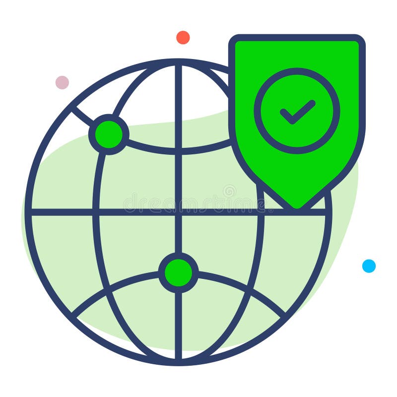 Secure Global Flat Line Icon Modern Illustration Stock Vector ...