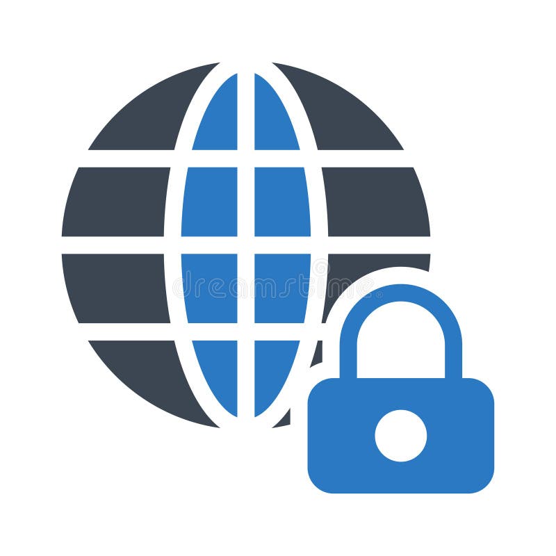 Secure Globe Glyph Flat Vector Icon Stock Vector - Illustration of flat ...