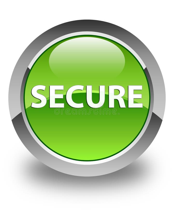 Secure Glossy Green Round Button Stock Illustration - Illustration of ...