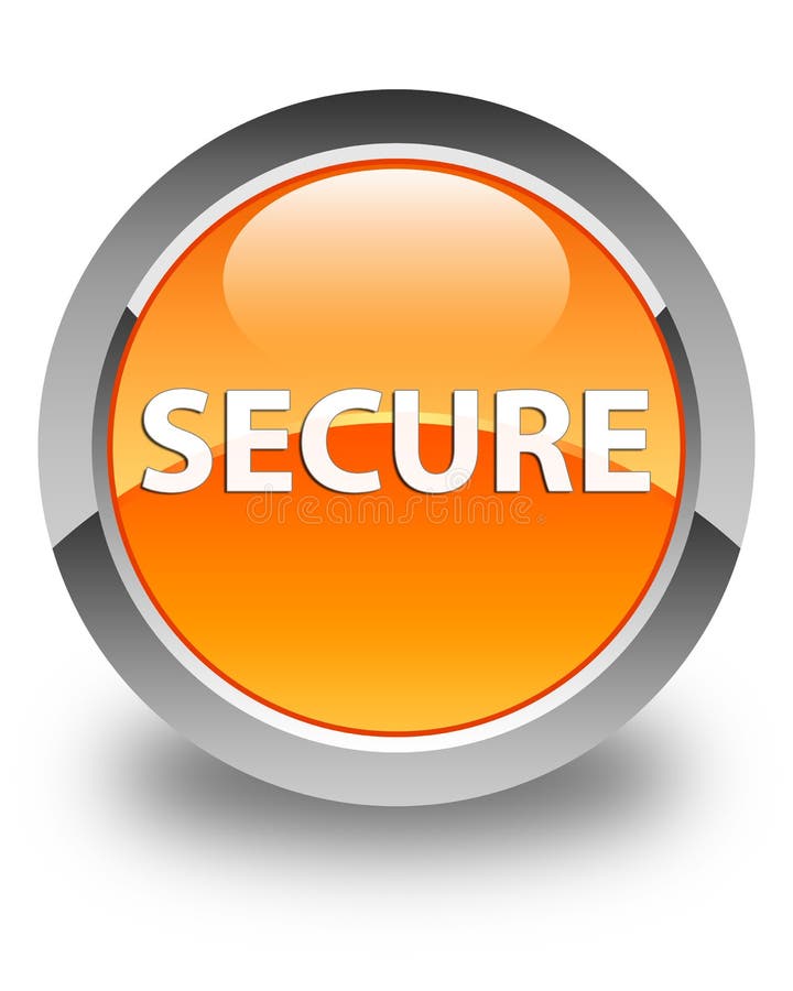 Secure Glossy Orange Round Button Stock Illustration - Illustration of ...