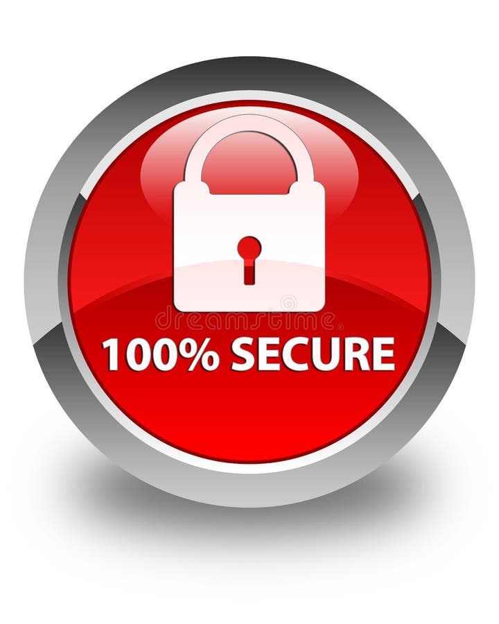 100 Secure Glossy Red Round Button Stock Illustration - Illustration of ...