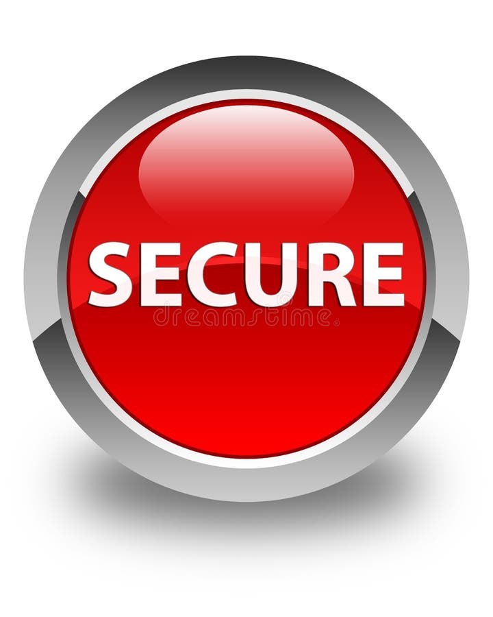 Secure Glossy Red Round Button Stock Illustration - Illustration of ...