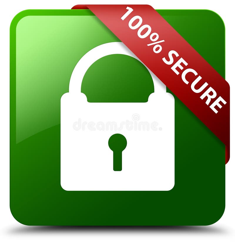 100 Secure Green Square Button Stock Illustration - Illustration of ...