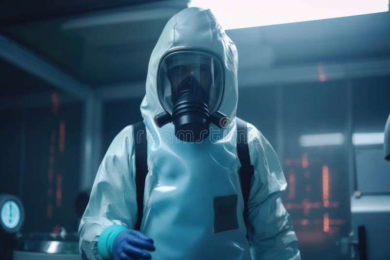 In a Secure High Level Laboratory Scientists in a Coverall Conducting a ...