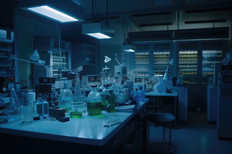 In a Secure High Level Laboratory Scientists in a Coverall Conducting a ...