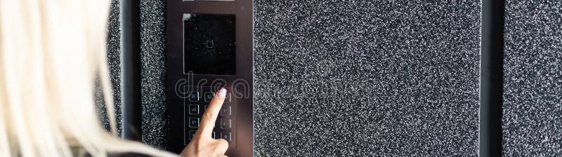 Secure Home System, Hand Pressing on Intercom Keypad, Using Door Phone ...