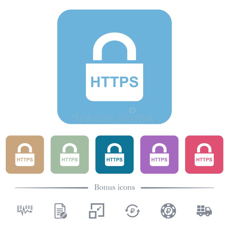 Secure Http Protocol Vivid Colored Flat Icons Stock Vector ...