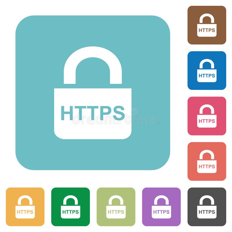 Secure Https Protocol Outlined Flat Color Icons Stock Vector ...