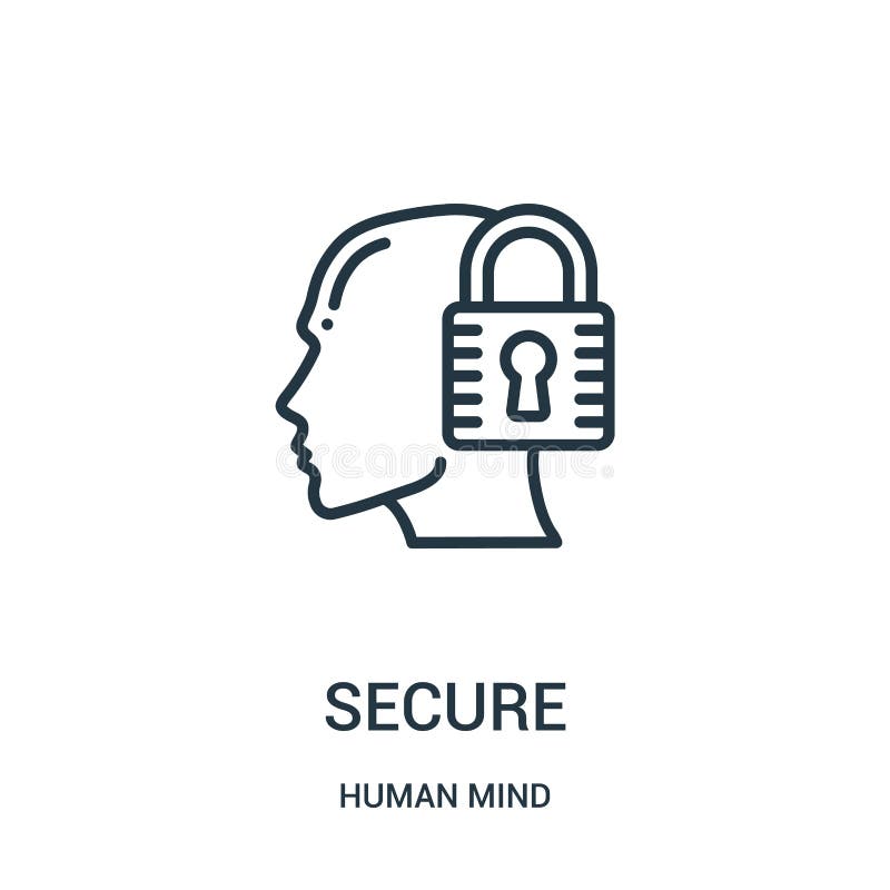 Secure Icon Vector from Human Mind Collection. Thin Line Secure Outline ...