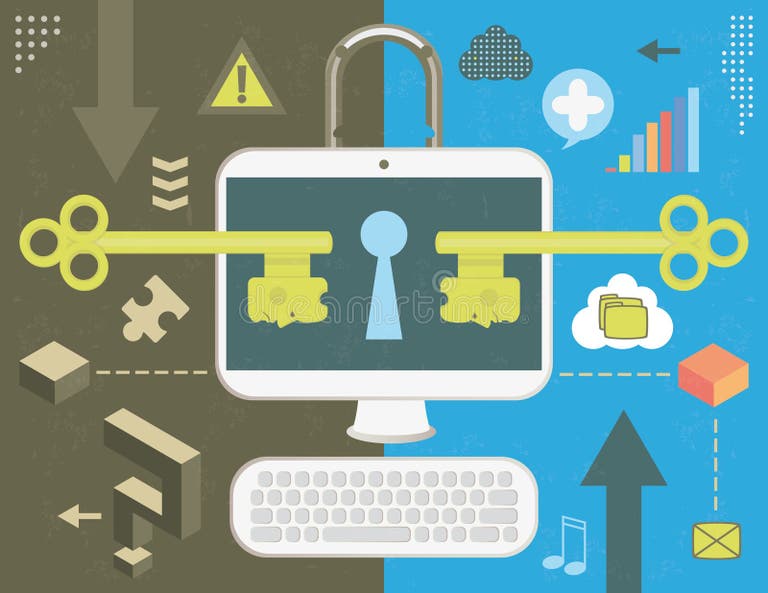 Secure and Insecure Computer Stock Vector - Illustration of arrow ...