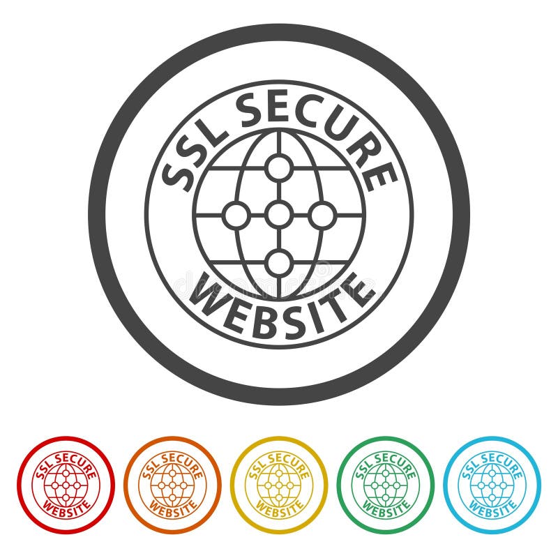 Secure Internet Connection SSL Icon. Set Icons in Color Circle Buttons ...