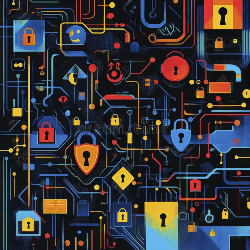 Secure Internet Network Illustration Digital Art Cybersecurity Abstract ...