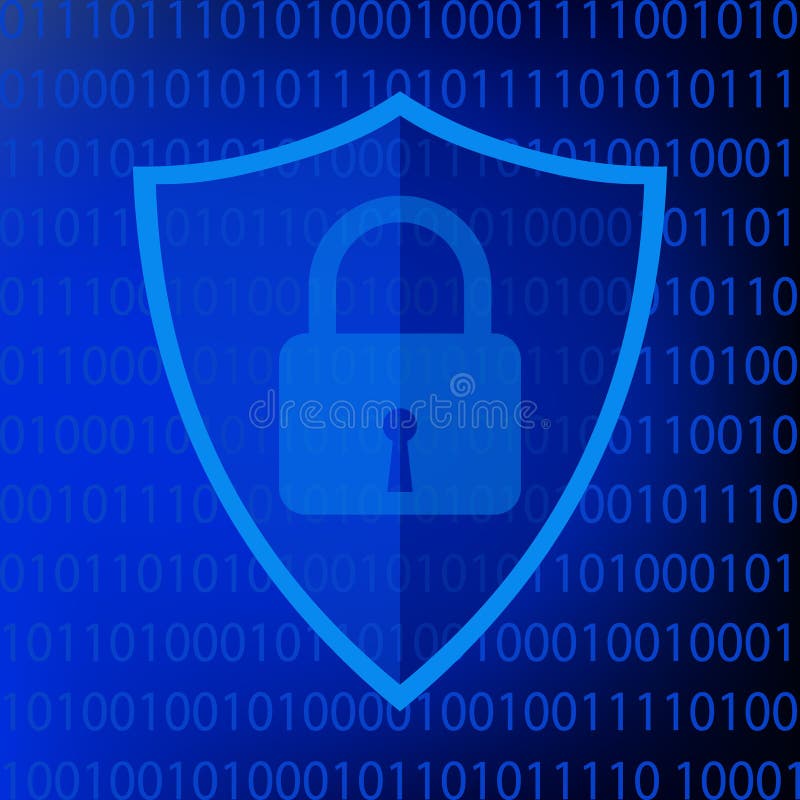 Web Protection Blue Symbol on Background from Binary Code Stock Vector ...