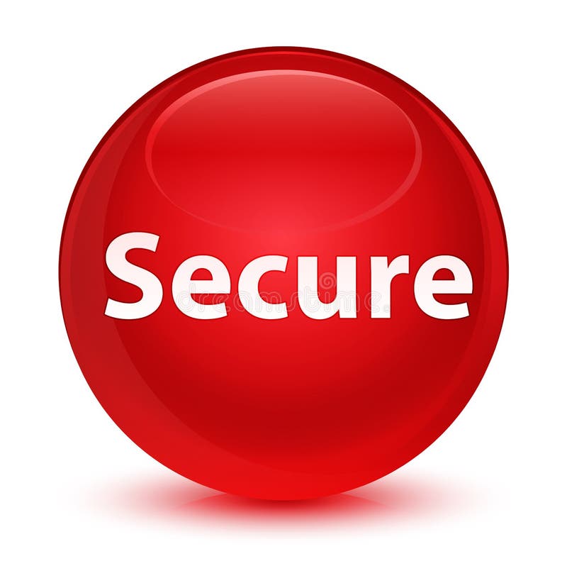 Secure Glassy Red Round Button Stock Illustration - Illustration of ...