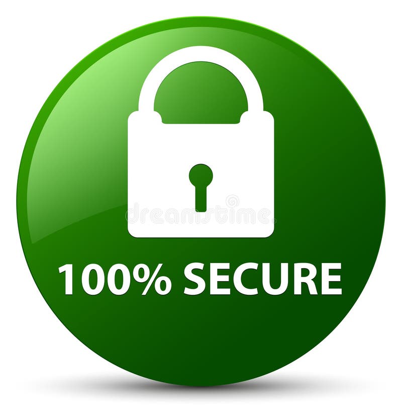 100 Secure Green Round Button Stock Illustration - Illustration of ...