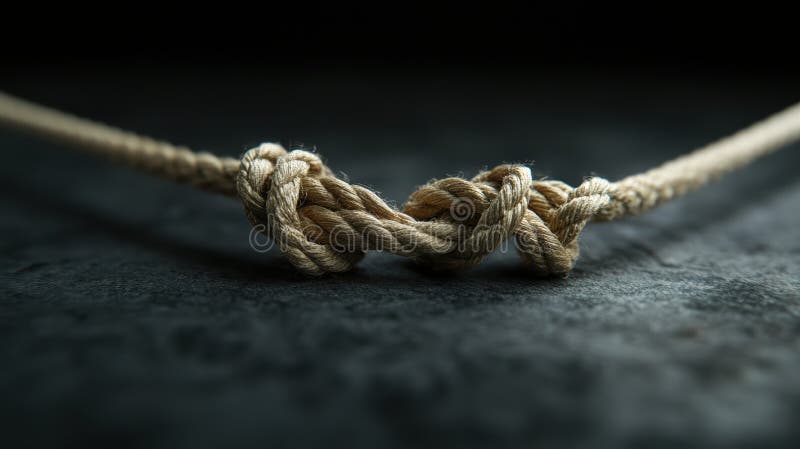 A Secure Knot, Rope Tightly Fastened on Dark Surface Intricately Stock ...