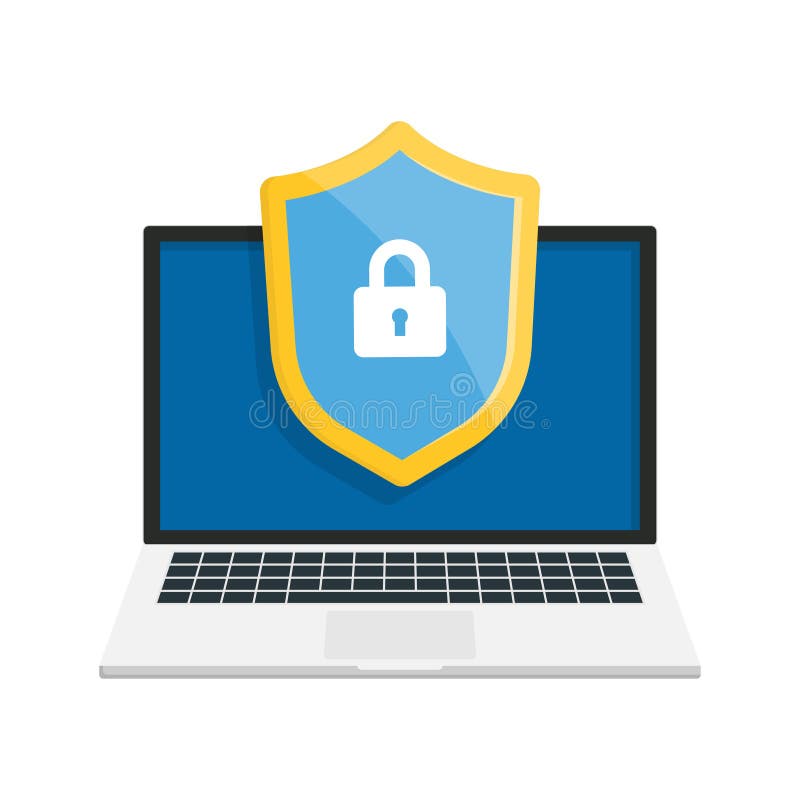 Secure Laptop Locked. Privacy Policy, Safety Lock and Data Protection ...