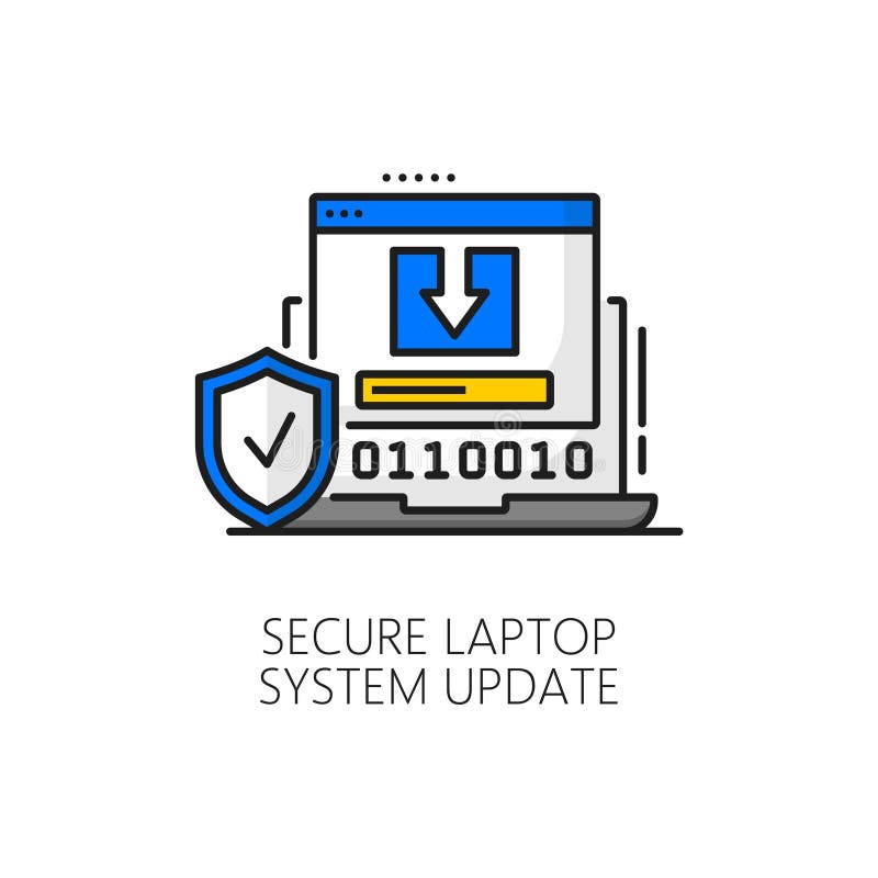 Secure Laptop System Software Update Line Icon Stock Illustration ...