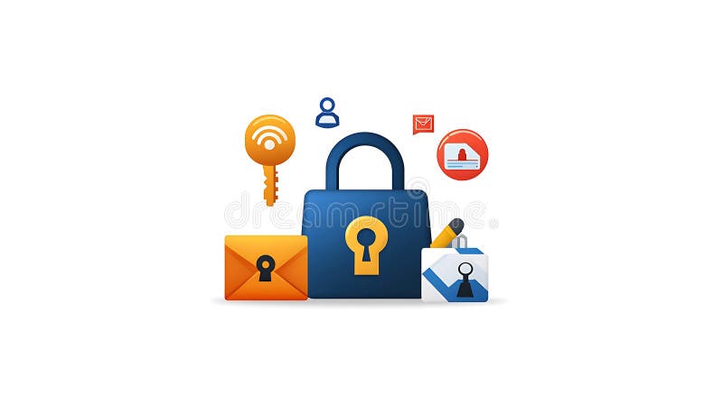 Secure Lock Icon with Various Symbols Representing Cybersecurity ...