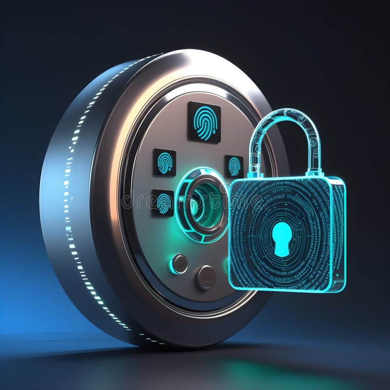 A Lock Featuring a Fingerprint Design Alongside a Fingerprint Scanner ...