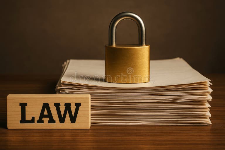Secure Lock on Legal Documents Representing Law and Justice in Office ...