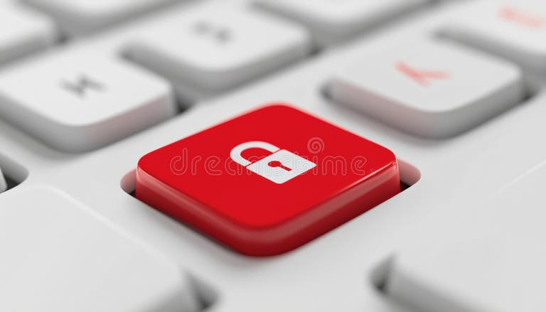 Secure Lock Symbol on Red Enter Button of Keyboard Stock Image - Image ...