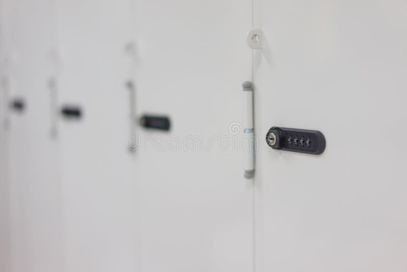 Secure Locker Uses a Secret Key in the School. Stock Photo - Image of ...