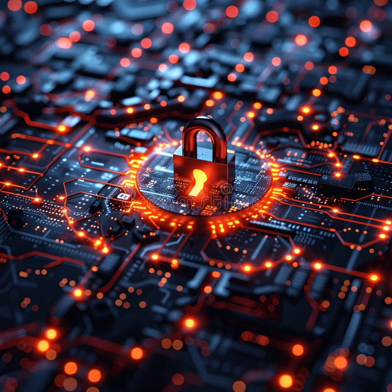 Secure Locks in a Digital Code Storm. Stock Illustration - Illustration ...