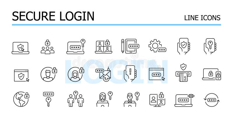Secure Login, Account Data Privacy. Vector Icons Stock Vector ...