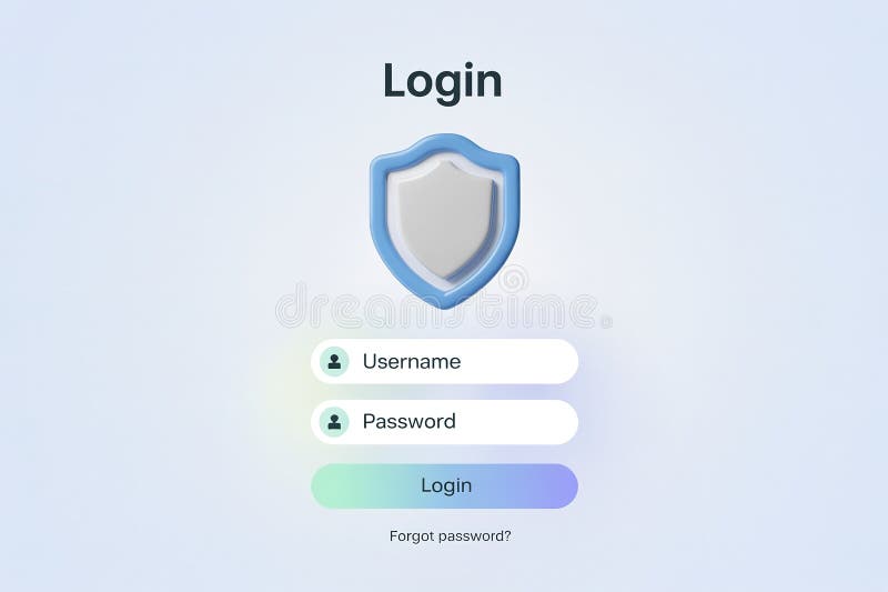 Secure Login Form Featuring a Blue Shield, Username, Password, and ...