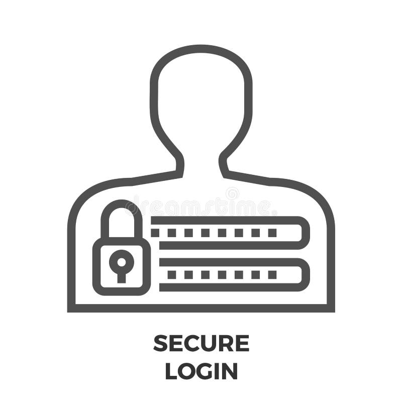 Secure Login Line Icon stock vector. Illustration of background - 90678509