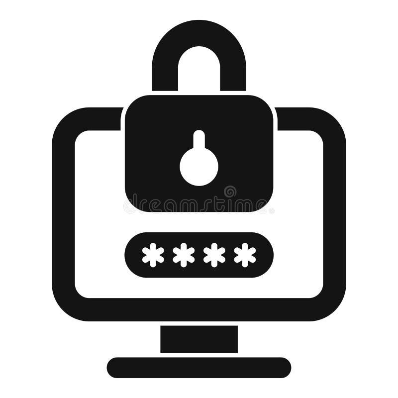 Secure Login with Password Protection on Desktop Computer Icon Stock ...