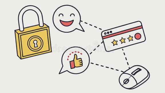Secure Login and Positive Customer Feedback Loop Vector Illustration ...
