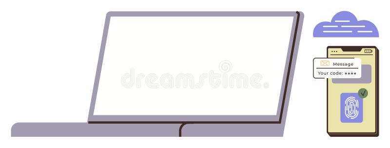 Secure Login Process with Laptop, Smartphone, and Verification Code Stock Illustration ...