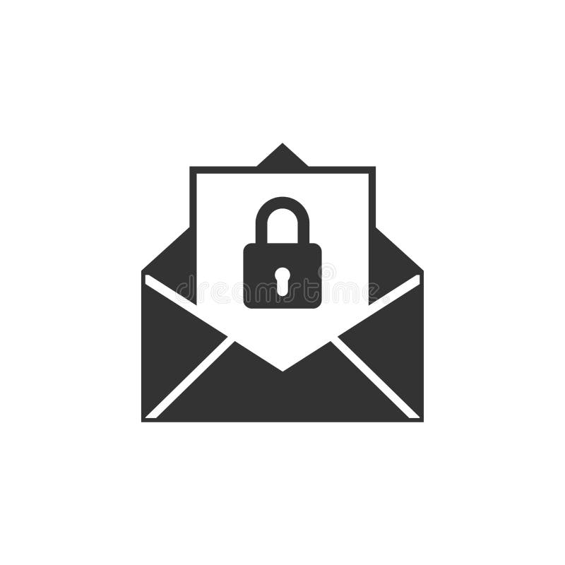 Secure Mail Icon Isolated. Mailing Envelope Locked with Padlock Stock ...