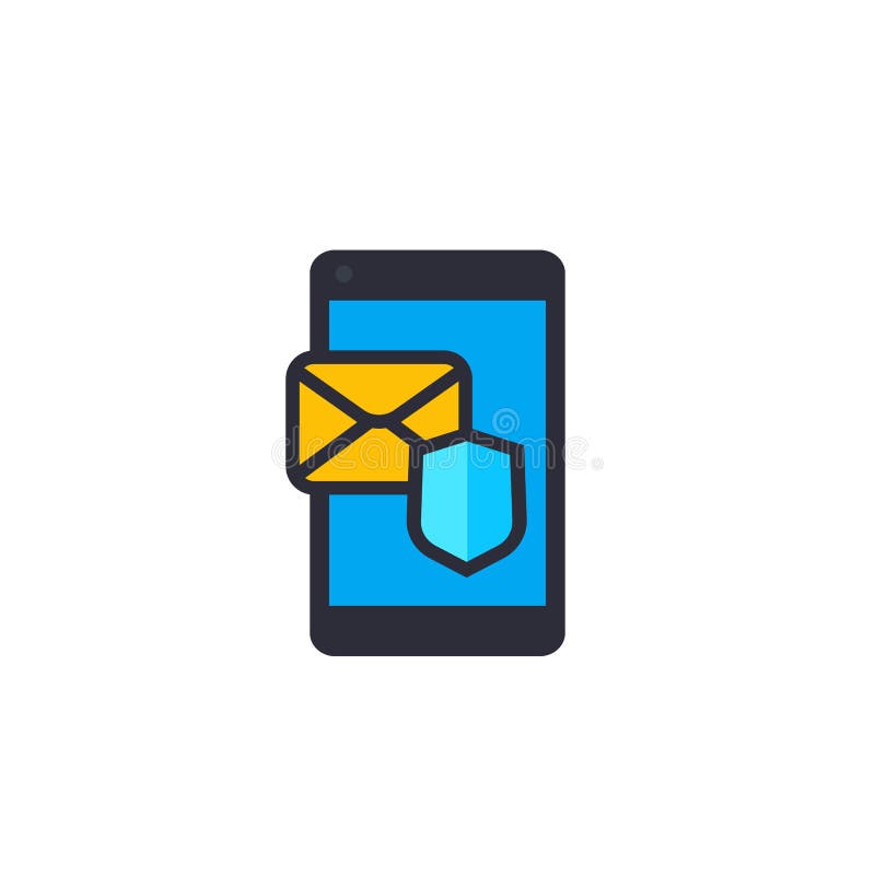 Secure Mail Vector Flat Icon Stock Vector - Illustration of mobile ...