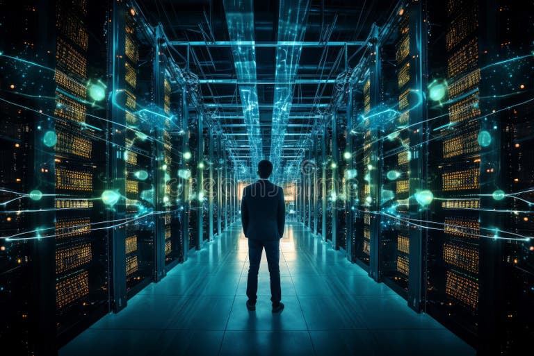 Secure Man Data Center. Generate Ai Stock Image - Image of career ...