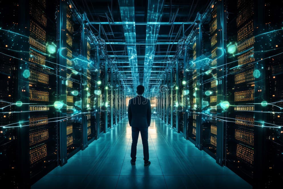 Secure Man Data Center. Generate Ai Stock Image - Image of career ...