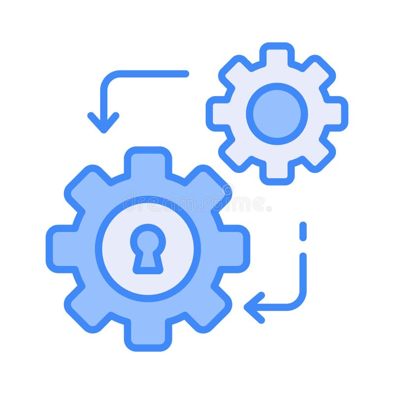 Secure Management Icon, with Gear and Lock, Setting Icon Stock Vector ...