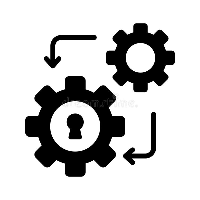 Secure Management Icon, with Gear and Lock, Setting Icon Stock Vector ...