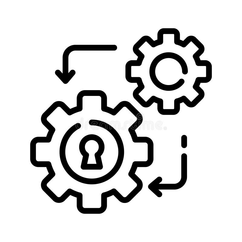 Secure Management Icon, with Gear and Lock, Setting Icon Stock Vector ...