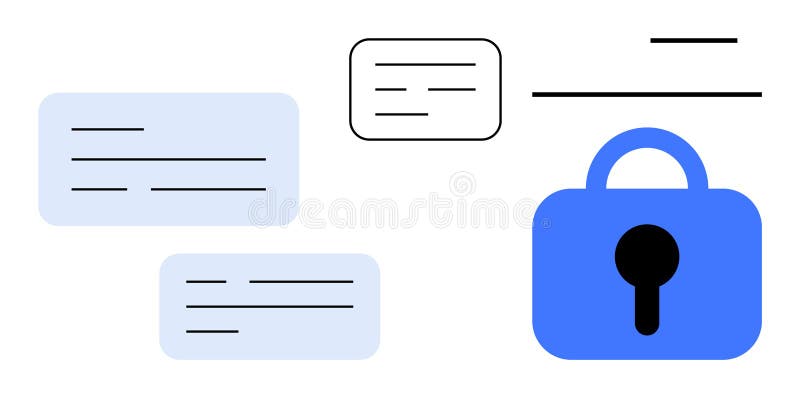Secure Messaging Concept with Lock and Text Bubbles Stock Illustration ...
