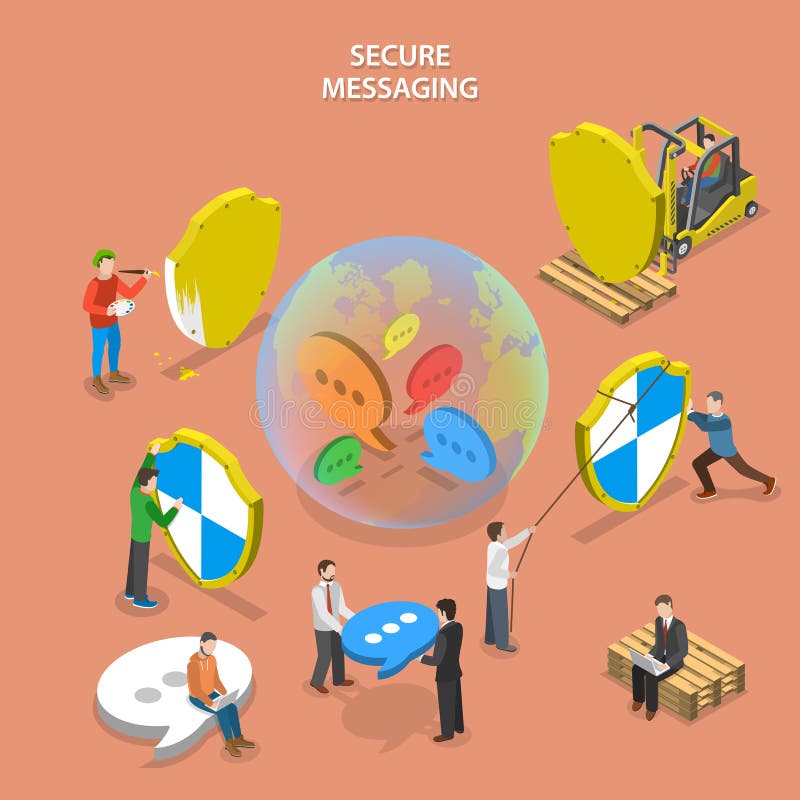 Secure Messaging Isometric Flat Vector Concept. Stock Vector ...