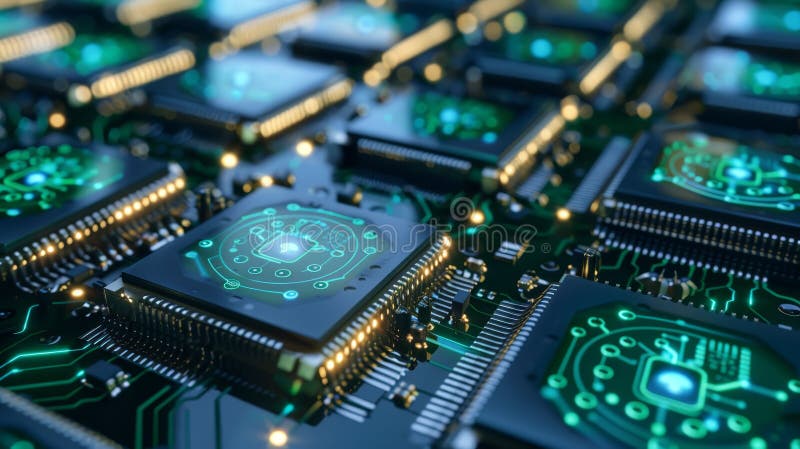 Secure Microchips With Futuristic Circuitry Design Stock Illustration Illustration Of Coding