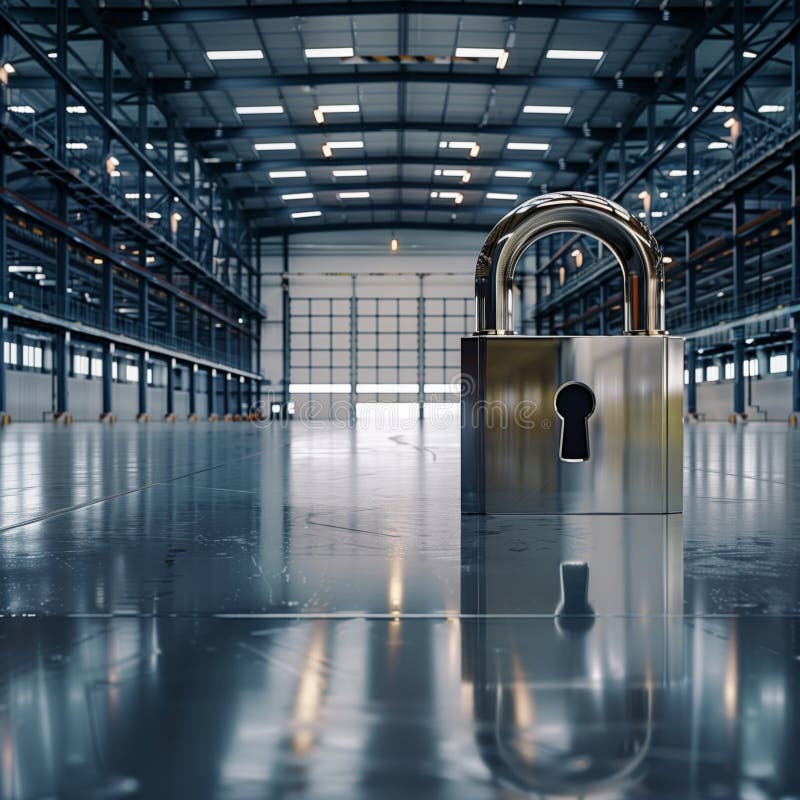 Secure Modern Warehouse Interior with Padlock Stock Image - Image of ...