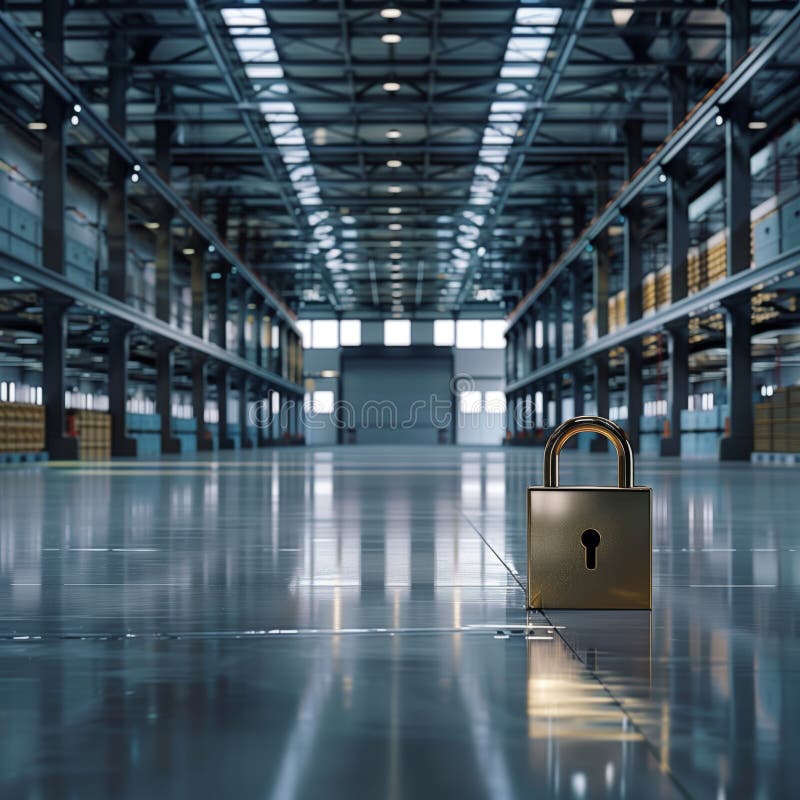 Secure Modern Warehouse Interior with Padlock Stock Image - Image of ...