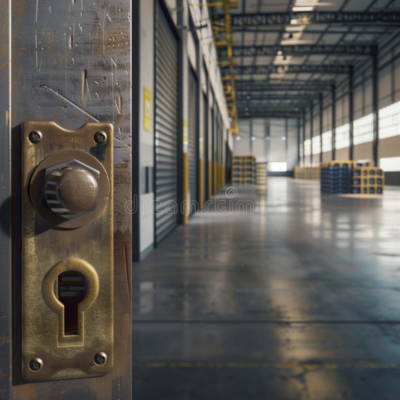 Secure Modern Warehouse Interior with Padlock Stock Image - Image of ...