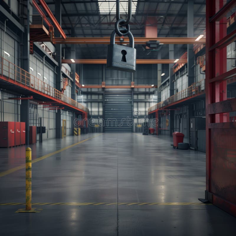 Secure Modern Warehouse Interior with Padlock Stock Image - Image of ...