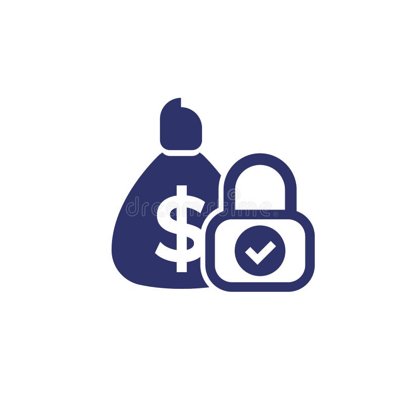 Secure money icon on white stock vector. Illustration of financial ...